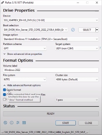 Creating a bootable USB for Windows Server 2022: step by step