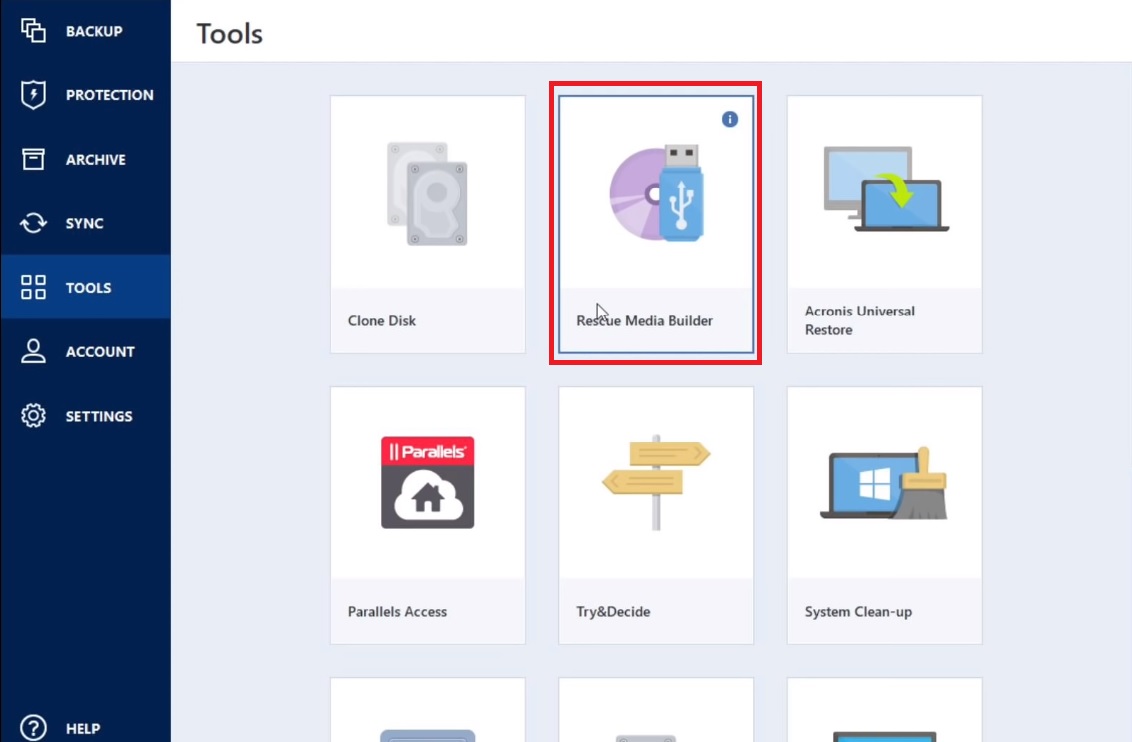 How to create a bootable USB flash drive with Acronis True Image - WinUSB