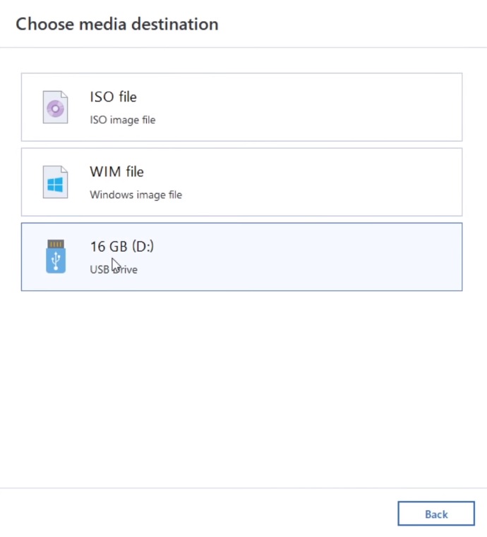 How to create a bootable USB flash drive with Acronis True Image - WinUSB