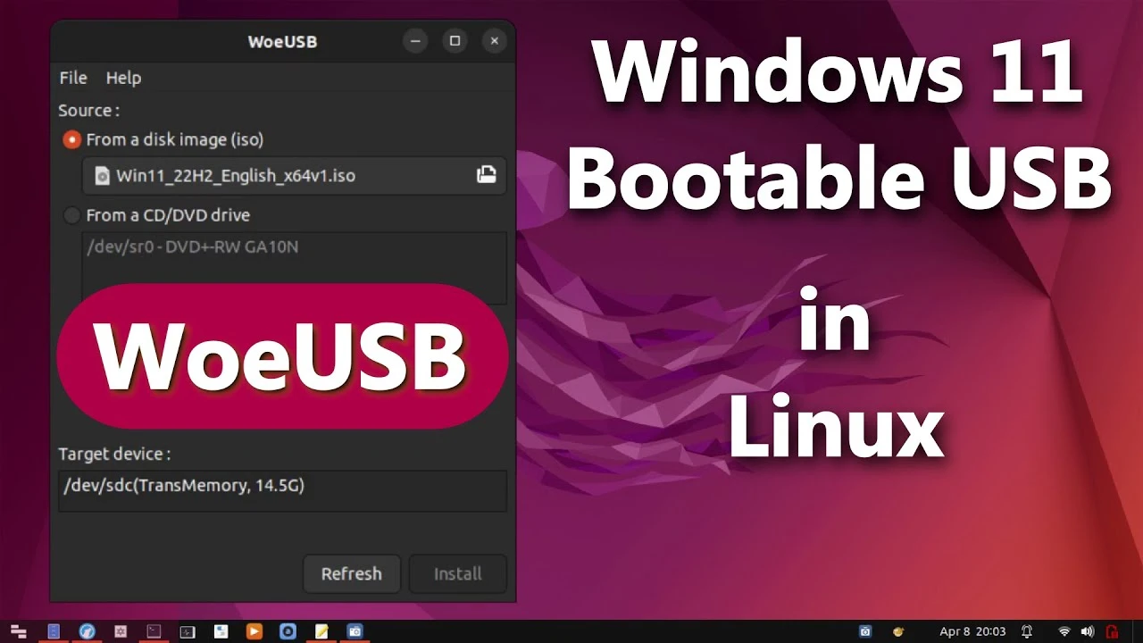 How to Create Windows 11 Bootable USB Drive in Linux Using WoeUSB